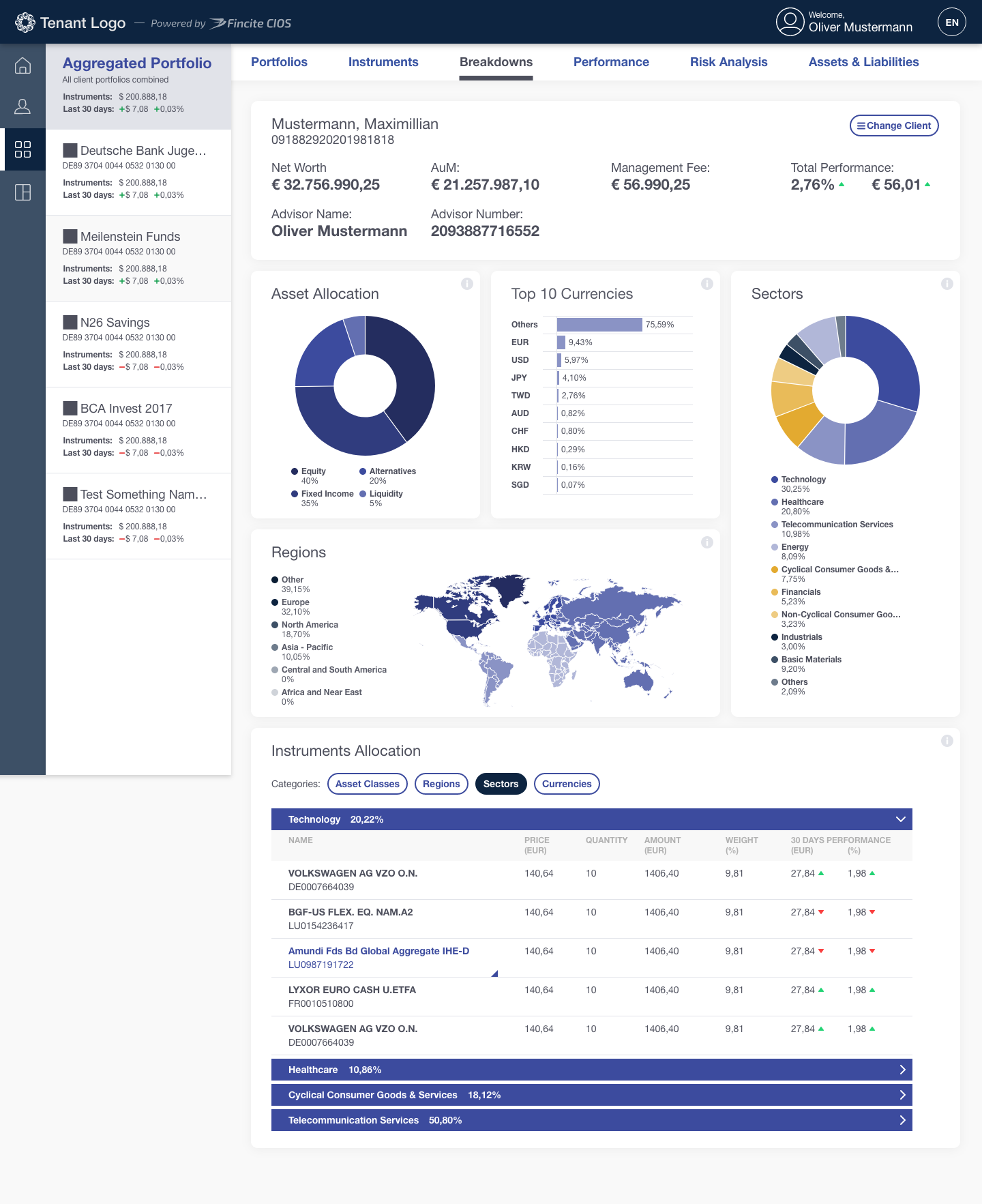 CIOS Wealth Management Dashboard · Vriske